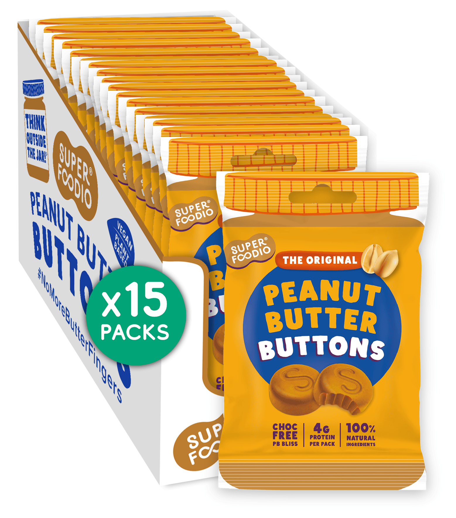 Peanut Butter Buttons - Original (20g x 15 packs) – Superfoodio