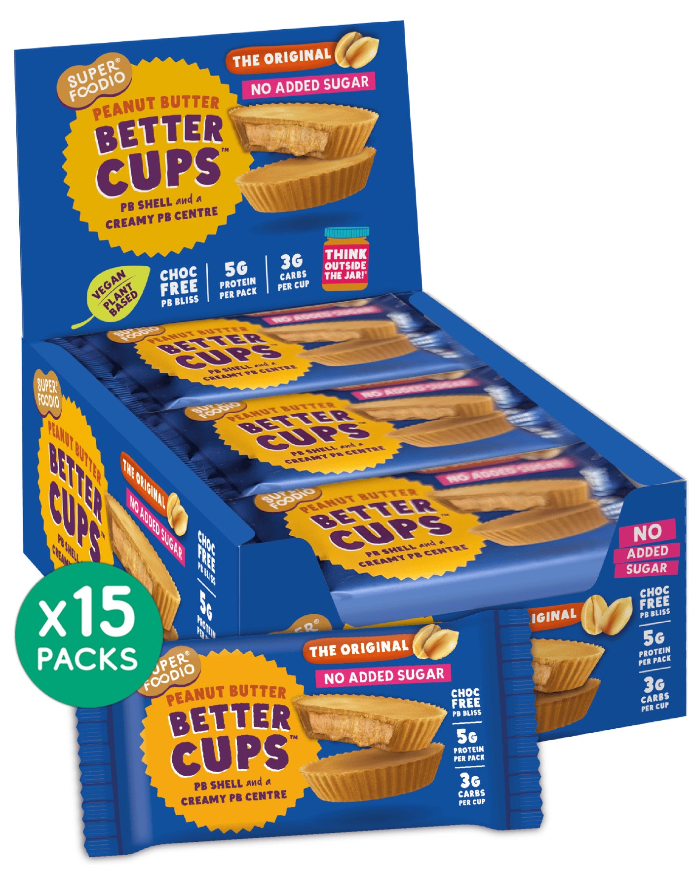 Peanut Butter Better Cups - No Added Sugar (30g x 15 packs) – Superfoodio