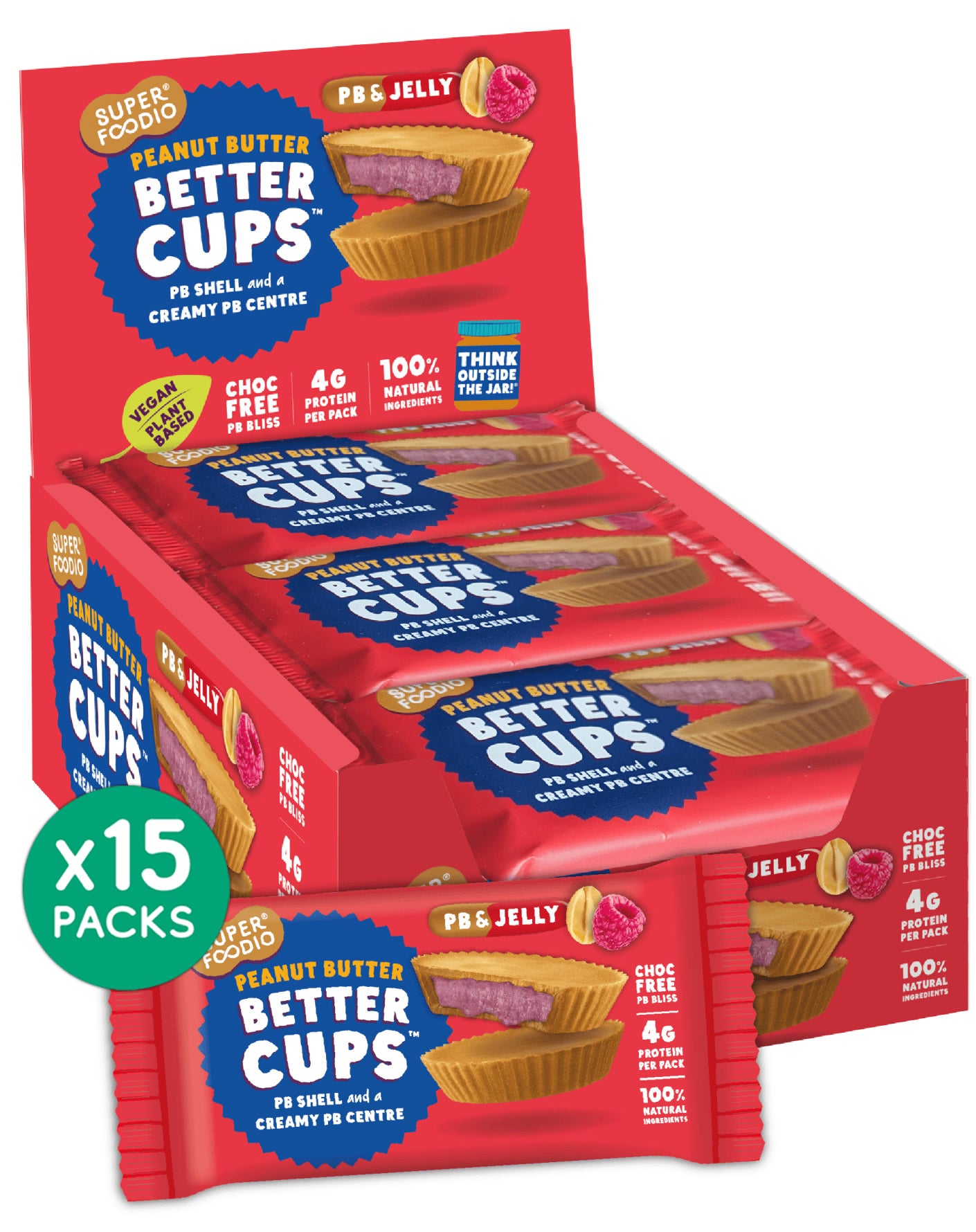 Peanut Butter Better Cups - PB & Jelly (30g x 15 packs) – Superfoodio